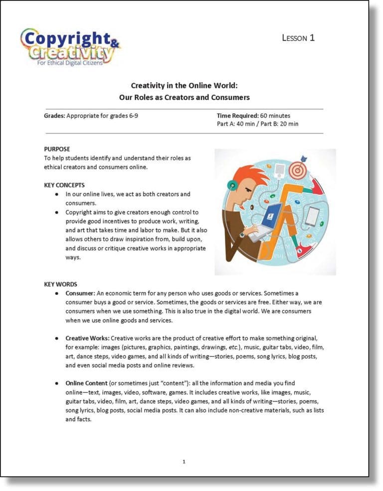 Middle School | Lesson 1: Creativity in the Online World – Copyright ...